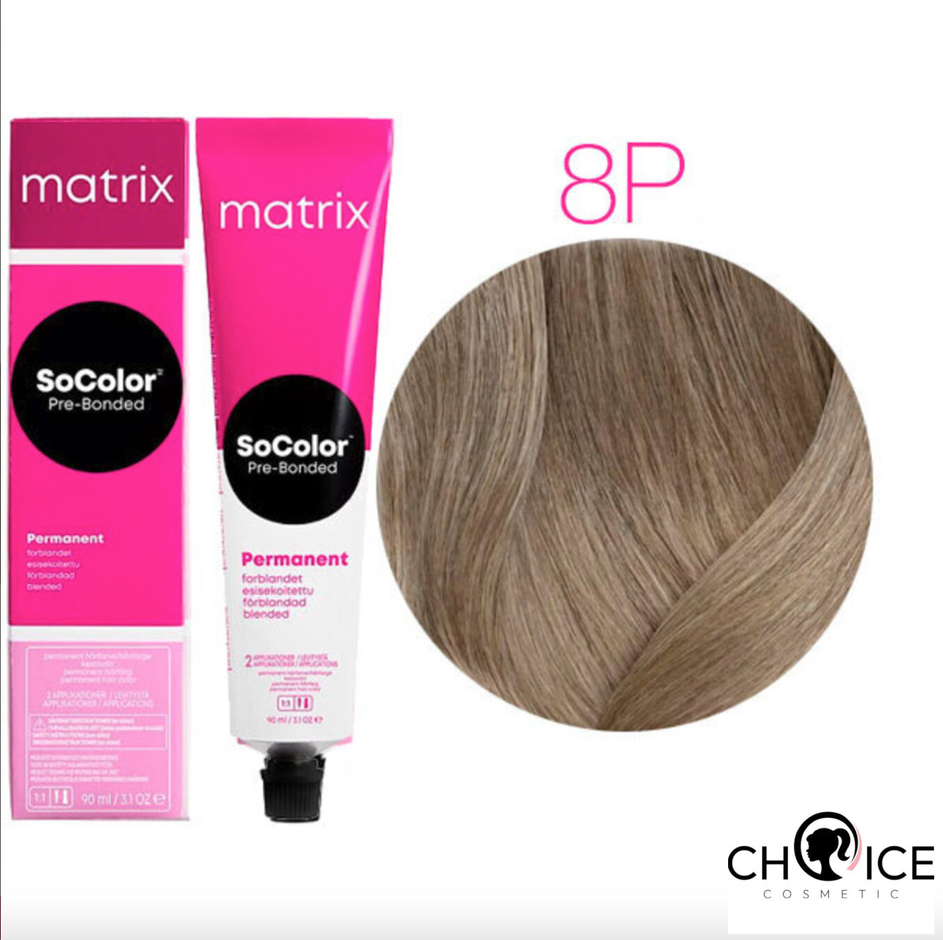 Matrix SoColor перманентная крем-краска для волос Pre-Bonded, 8P светлый блондин жемчужный, 90 мл