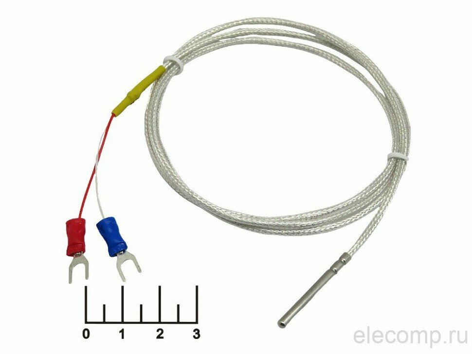 Датчик температуры PT1000 1 кОм 1м (-50.+200C) (2 провода) +