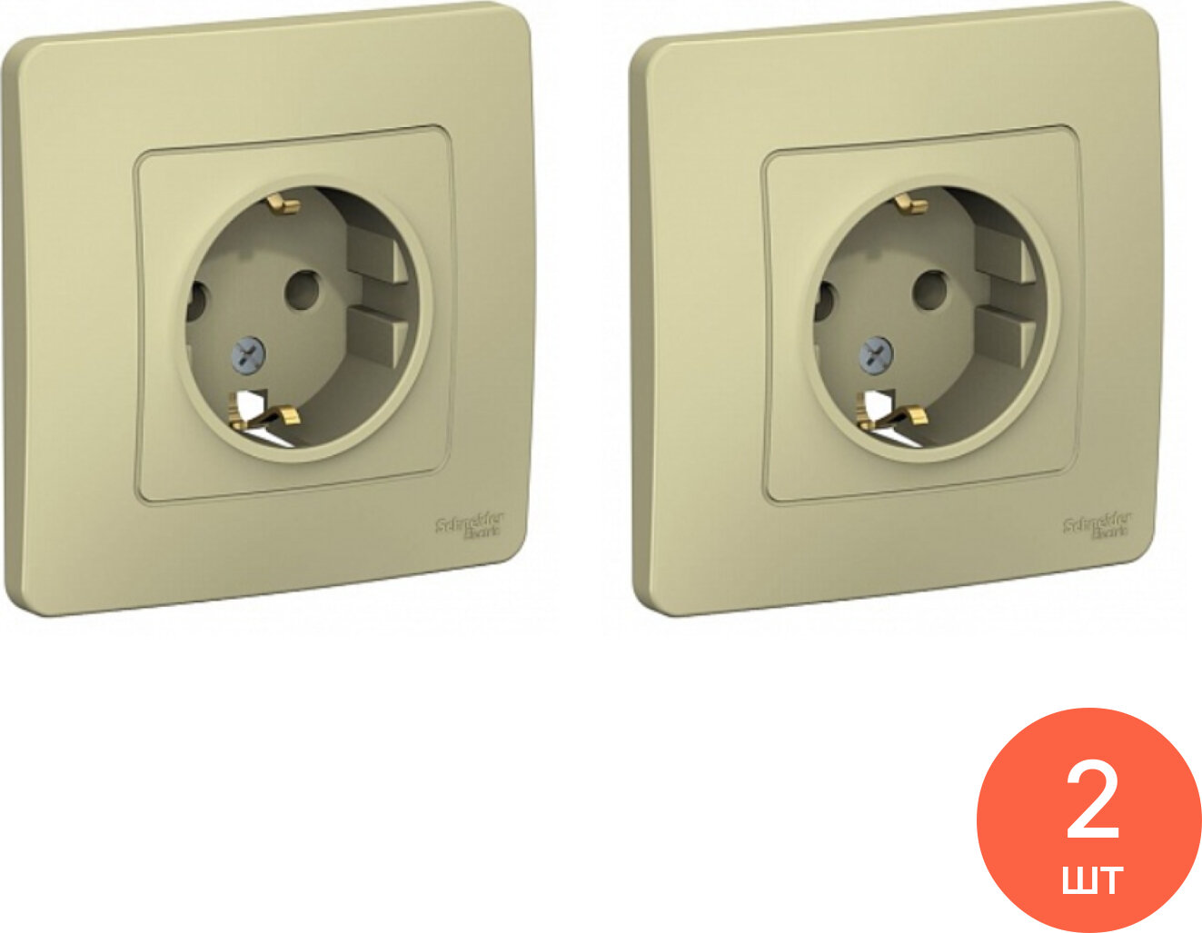 Розетка силовая штепсельная Systeme Electric / Систем Электрик Blanca, 16А 250В IP20 бежевая СУ с заземляющим контактом, BLNRS001017 / электрооборудование (комплект из 2 шт)
