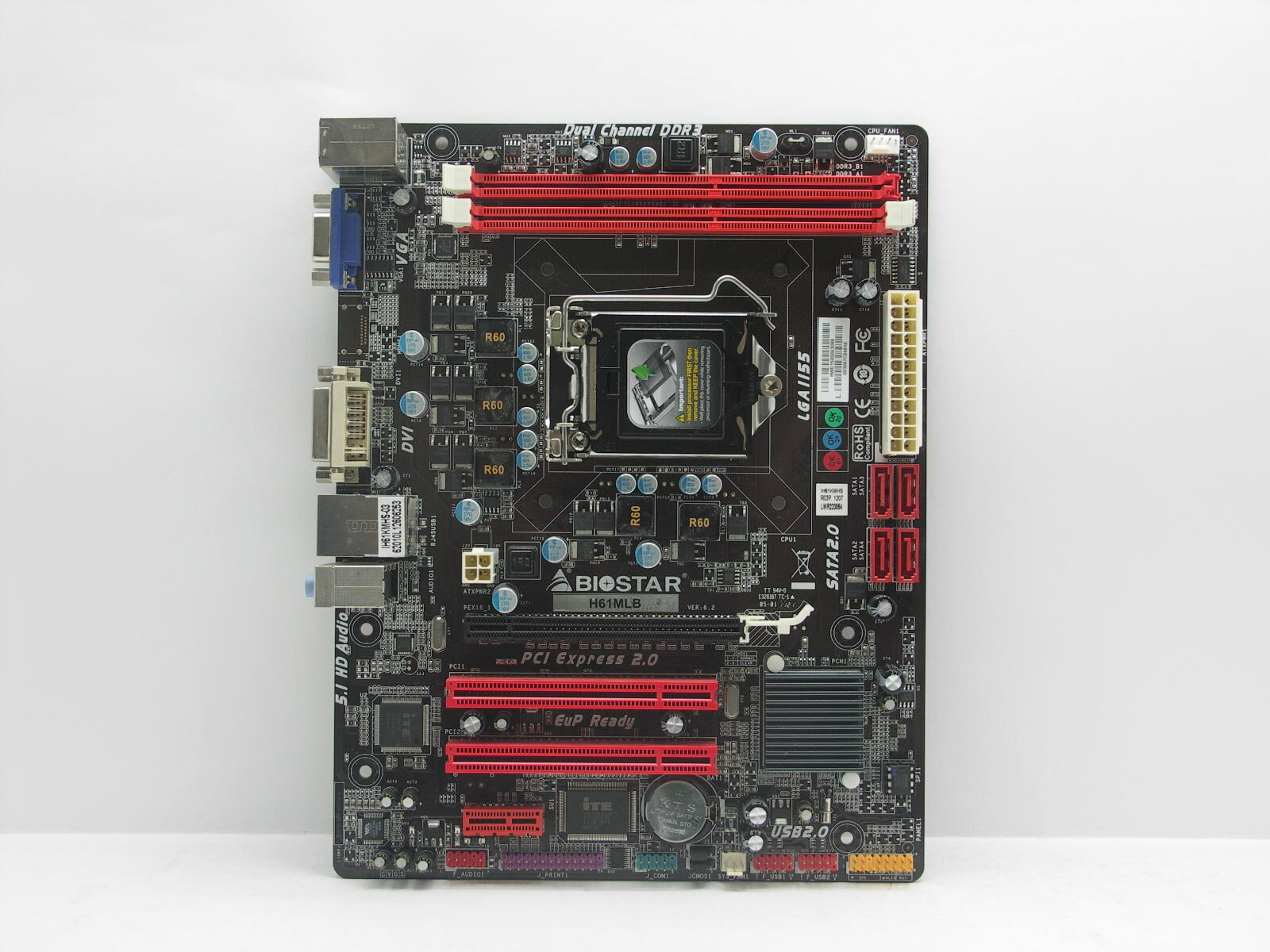 Материнская плата S-1155 Biostar TP67B+ Ver.6.1 P67/4xDDR3/PCI-E/LAN/Sb/ATX, без планки