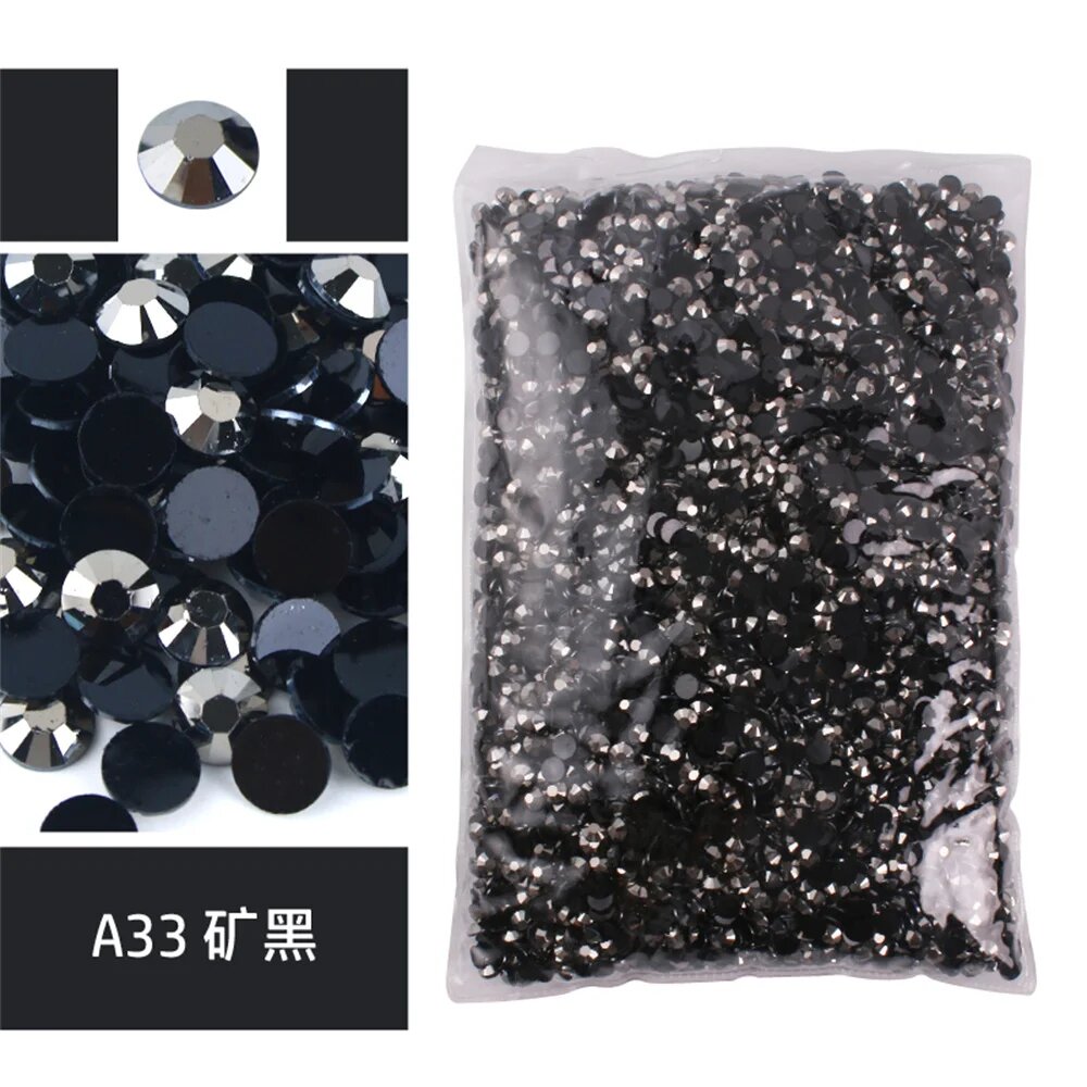 Смоляные стразы AB цвета 2-6 мм для декорирования Черный, 2mm 10000pcs, Black