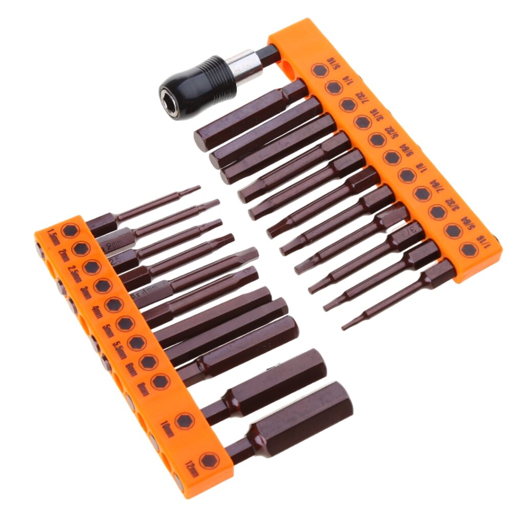 Набор метрических и дюймовых шестигранных ударных долот из 23 частей