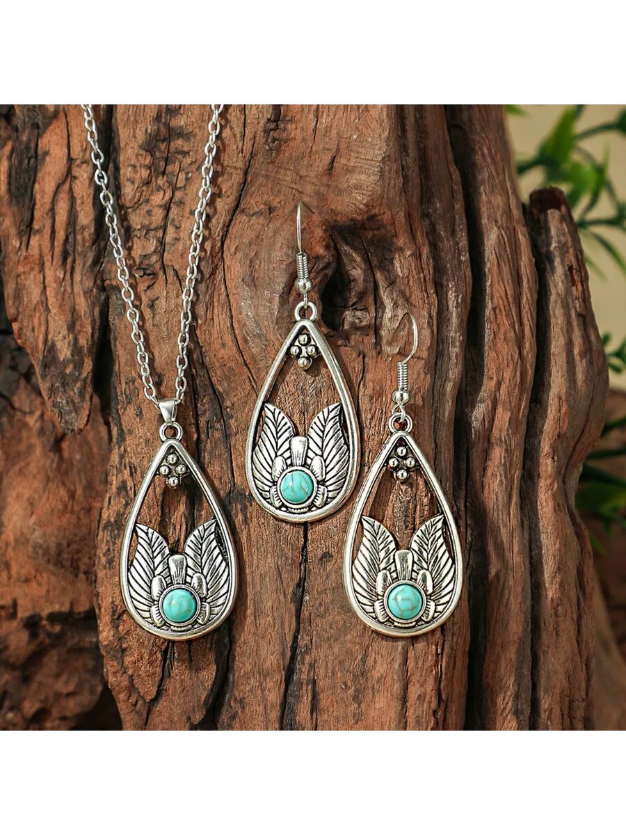 Комплект бижутерии: цепь, бирюза синтетическая