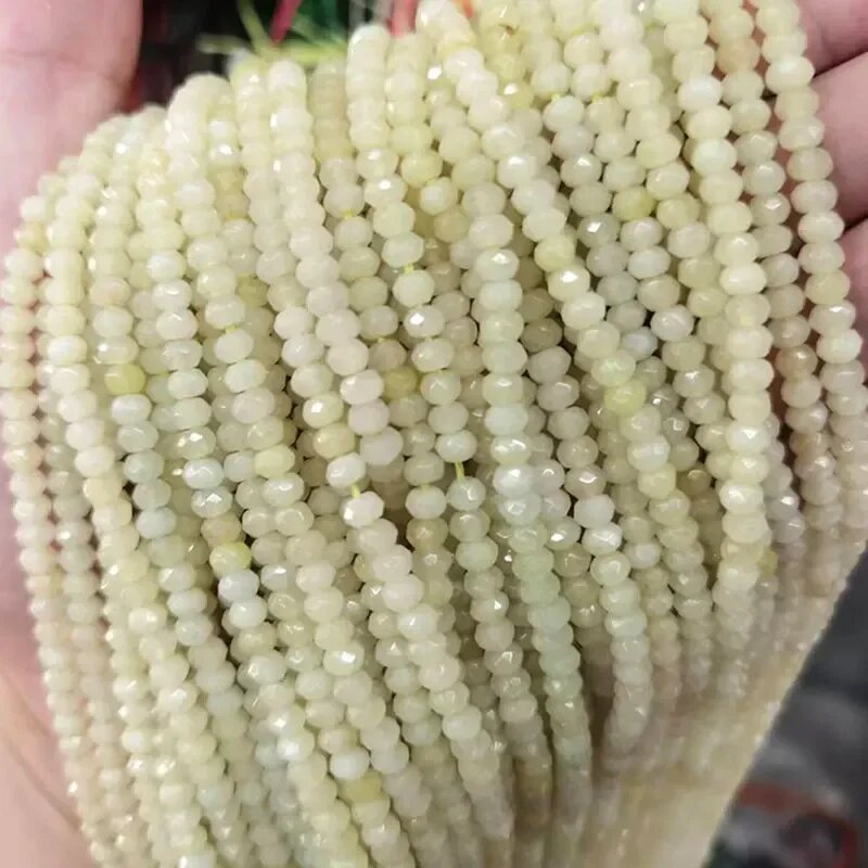 Граненые бусины из халцедона YWROLE 3x4 мм yellow jade-17