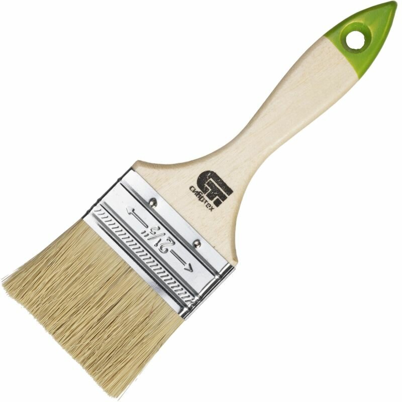 Кисть плоская Сибртех 63 мм, натуральная щетина, деревянная ручка (82264)