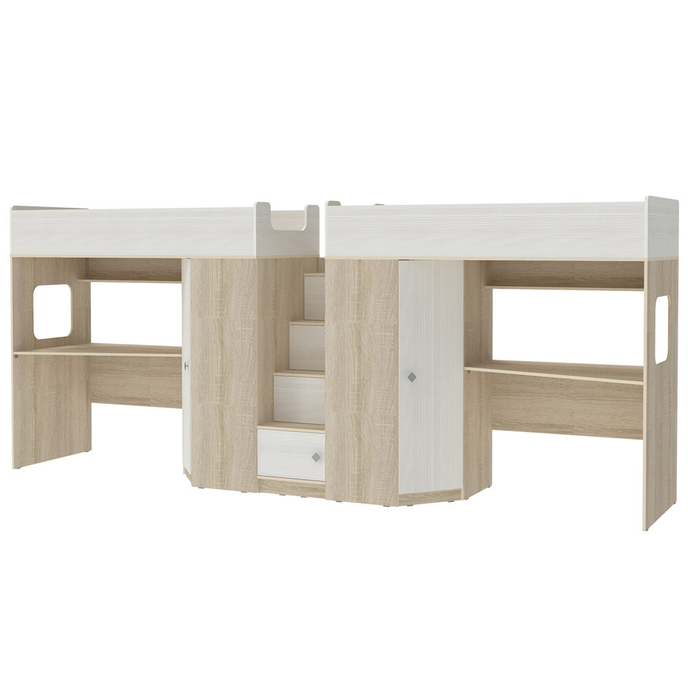 Двухъярусная кровать Л-ВВ604-604 75x175 Дуб Сонома Белое Дерево
