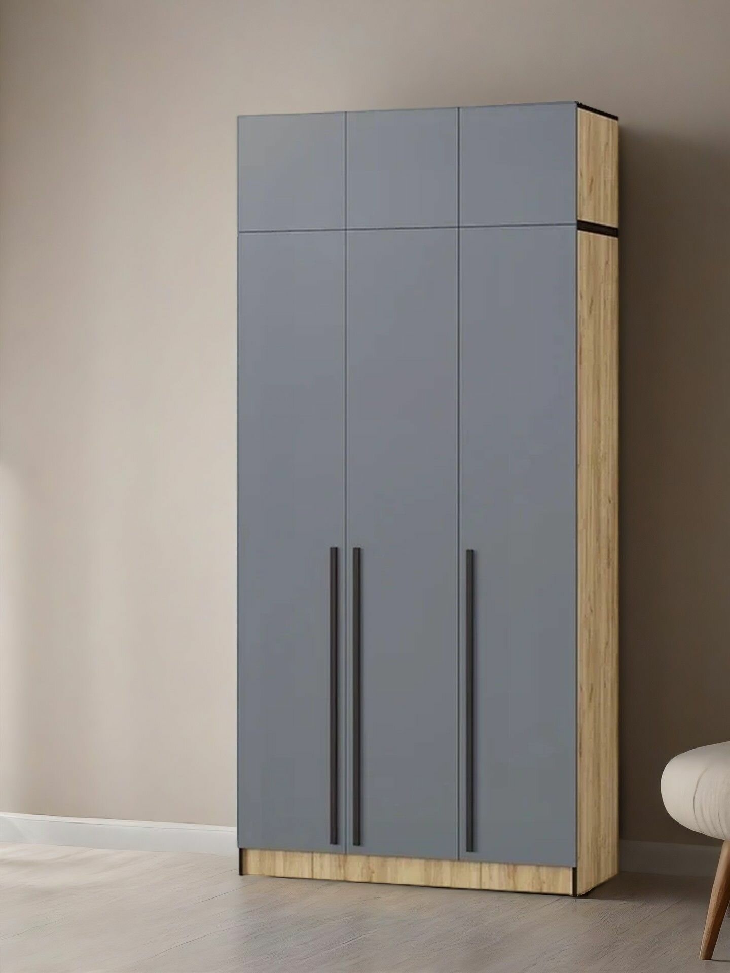 Шкаф распашной с антресолью Бастион 120 см; 1200*520*2600; дуб крафт золотой/графит