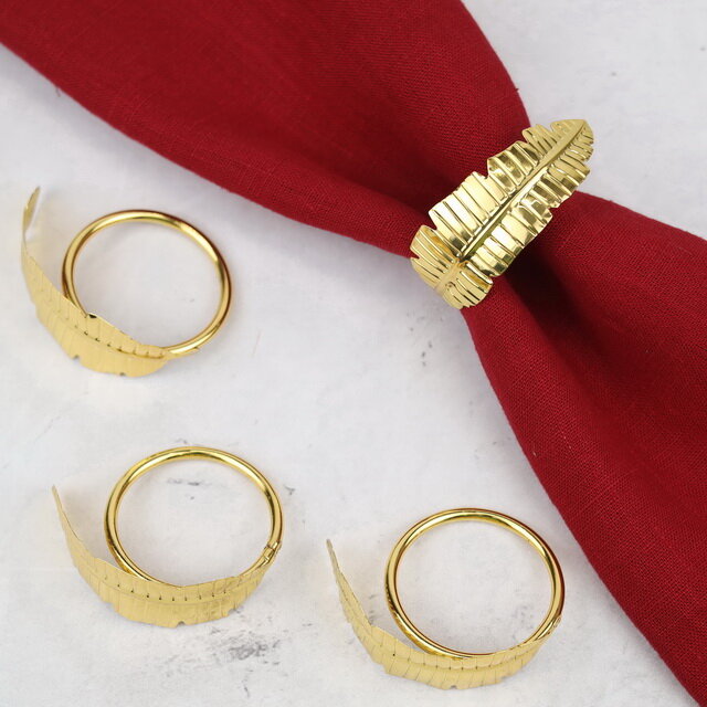 Кольца для салфеток Листья Аннали, 4 шт, золотые, Koopman (Купман), CAA222880-3