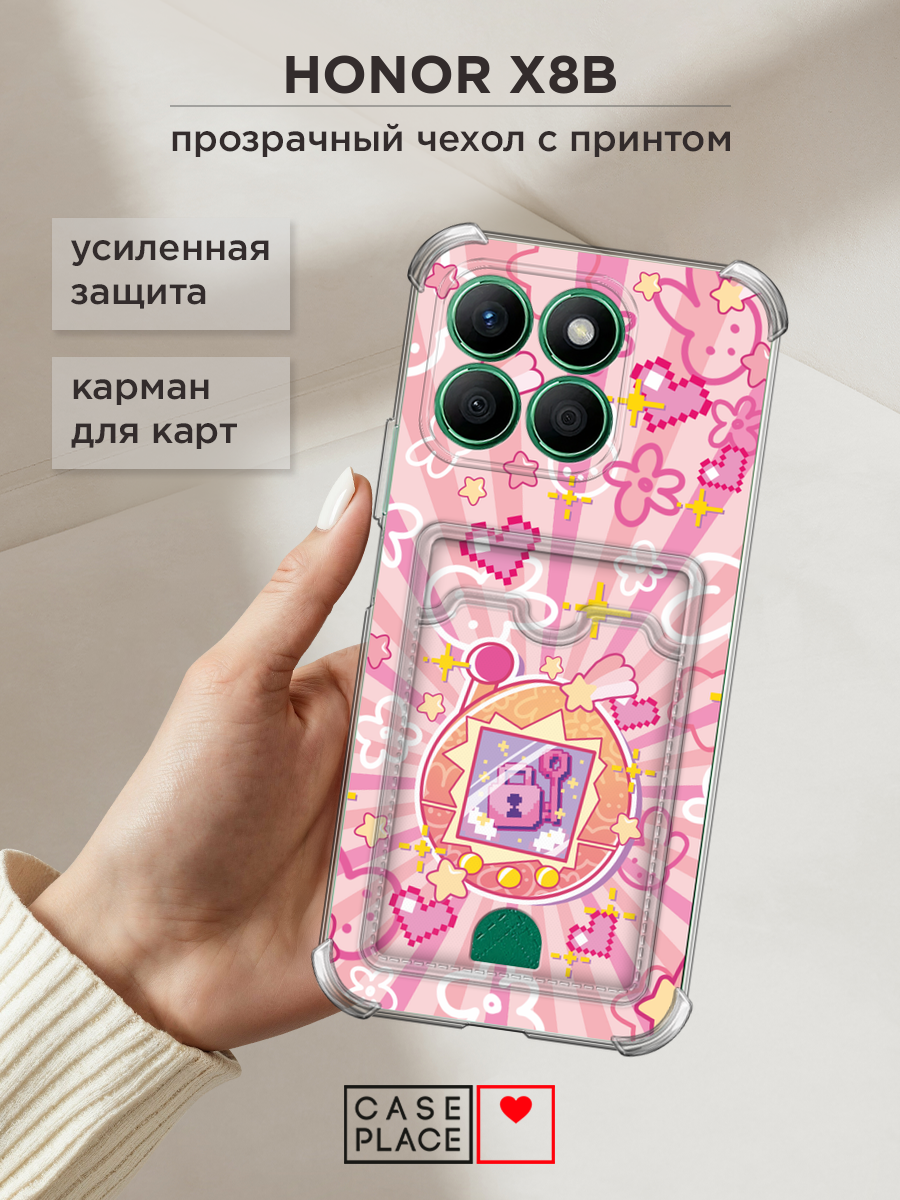 Чехол на Honor X8b (Хонор X8B) с картой и принтом Тамагочи