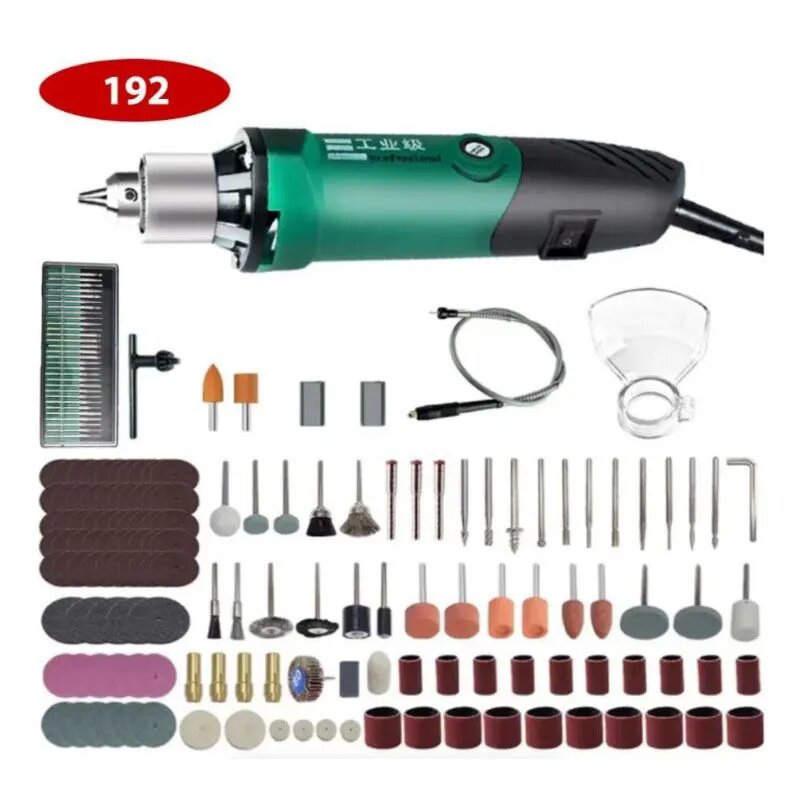 Высокомощный гравер мини-дрель 500 Вт с гибким валом, кейсом для хранения и 154 аксессуарами-ZCX