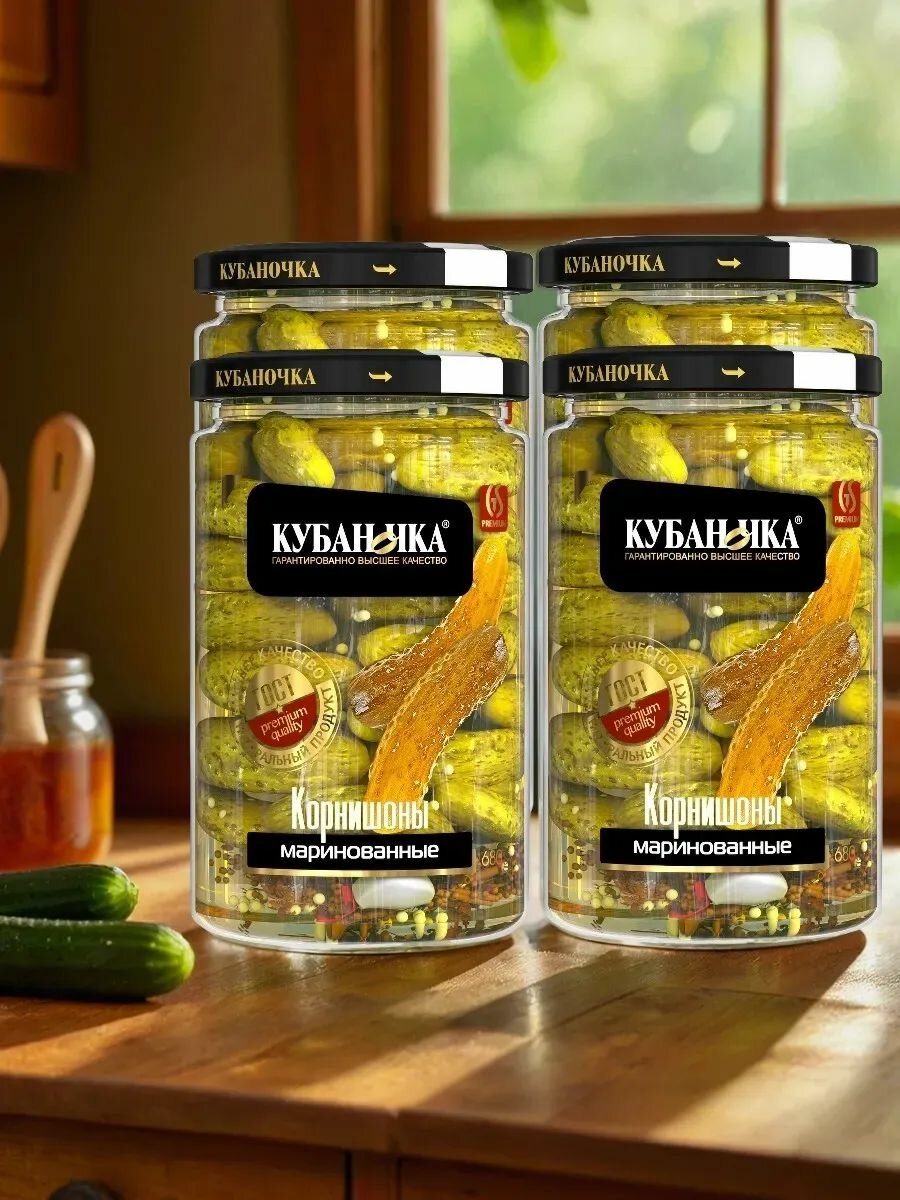 Кубаночка Корнишоны маринованные 680 (Набор из 4шт)