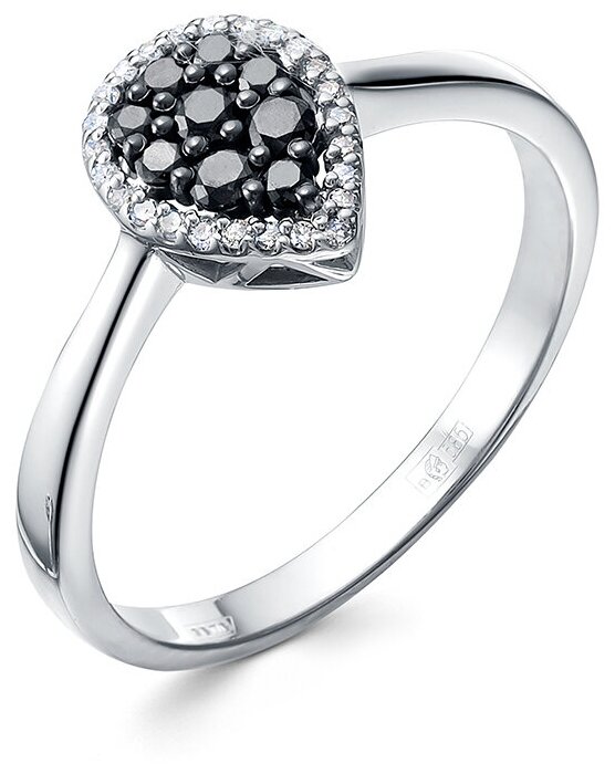 Кольцо, белое золото, 585 проба, родирование, бриллиант