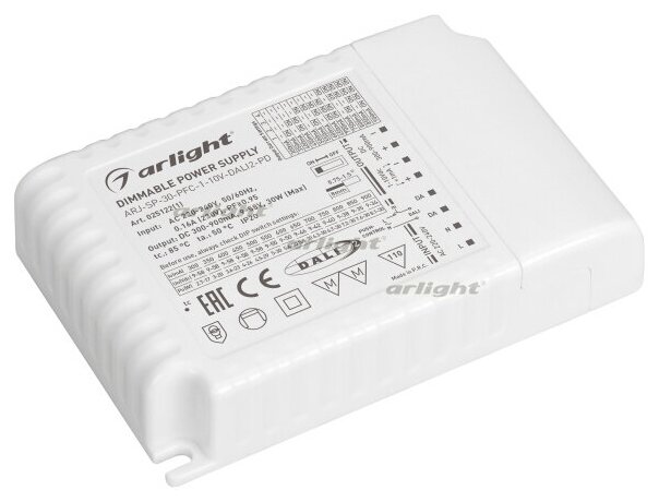 025122(1) Блок питания ARJ-SP-30-PFC-1-10V-DALI2-PD (30W, 300-900mA) (ARL, IP20 Пластик)