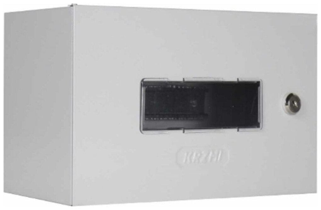 Распределительный навесной корпус KRZMI ЩРН-9 с металлическим корпусом, ревизионным окном, защитой IP31, серый цвет