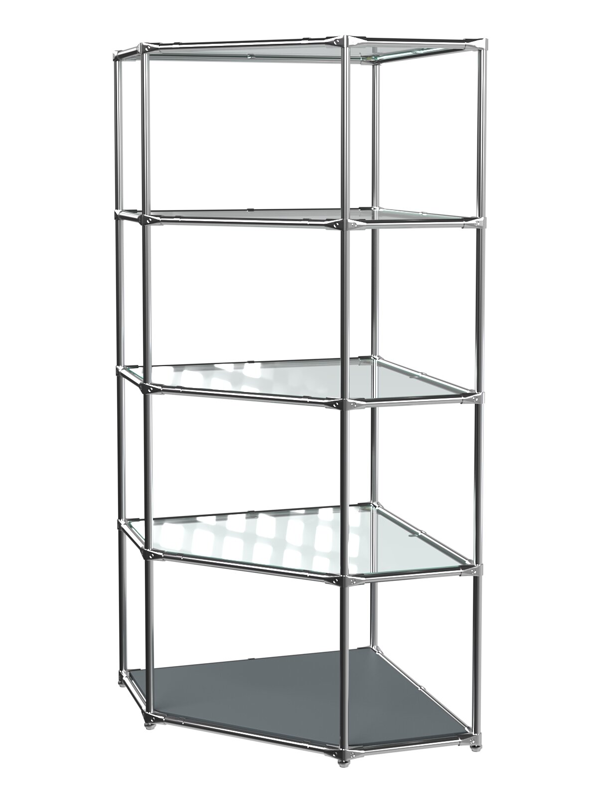 Угловой стеллаж Хром №1 с полками Стекло 6 мм, Темно-Серый. Производитель товара - компания ТОБ.