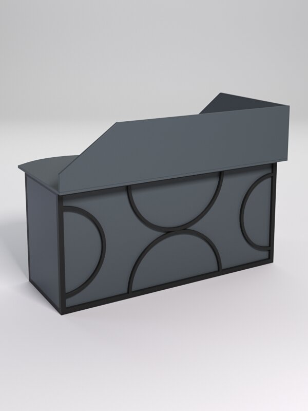 Стол эргономичный офисный СЭ-11А (левосторонний) с экраном "стронг" в стиле лофт декор №1, Темно-серый