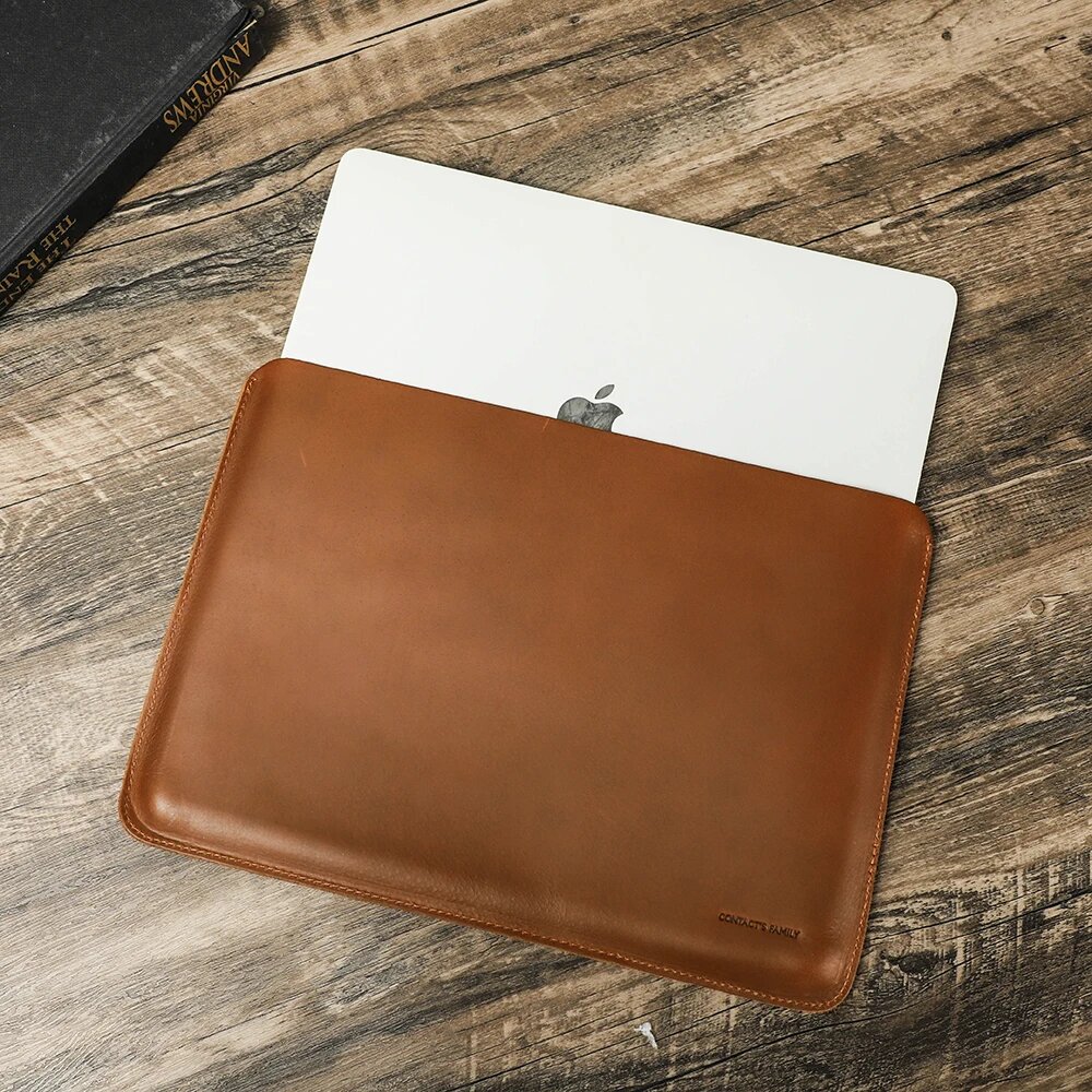 Чехол для ноутбука CONTACTS FAMILY из натуральной кожи для Macbook Pro Air, HP DELL XPS 13 Pro 14 M1 M2 M3 M4, Brown
