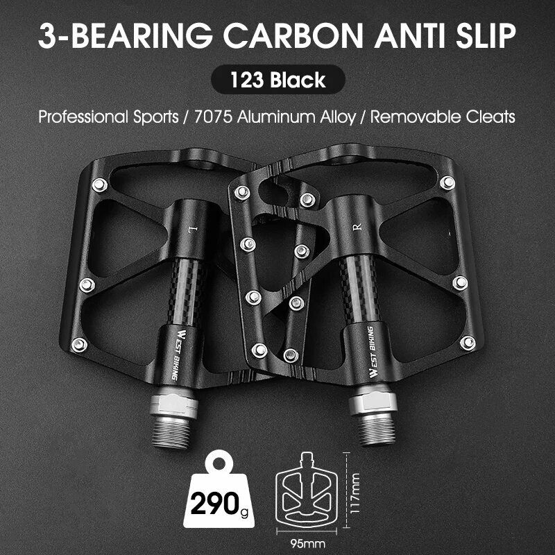 WEST BIKING Плоские педали 3 подшипника WB123 Black