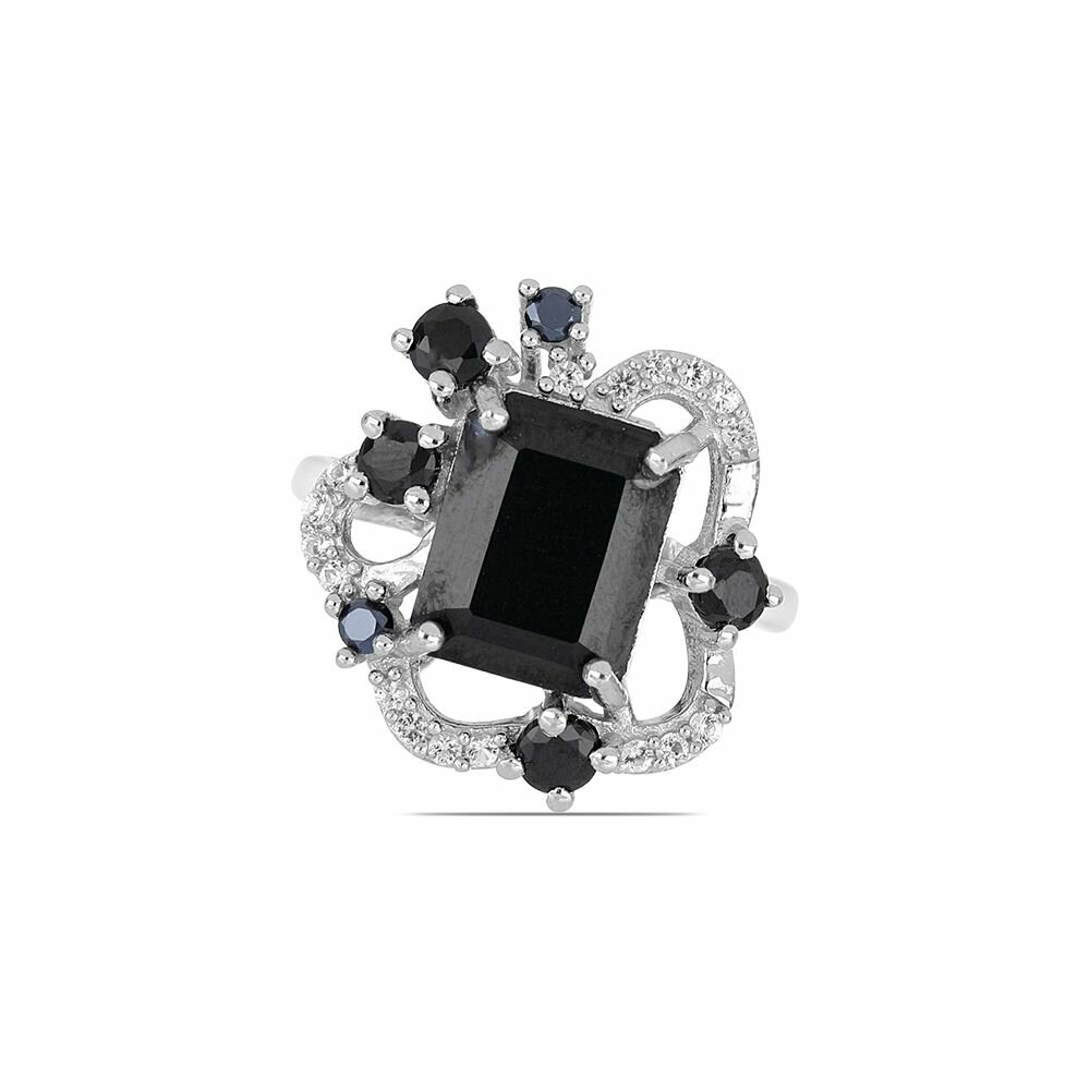 Кольцо тонкое, серебро, 925 проба, родирование, шпинель