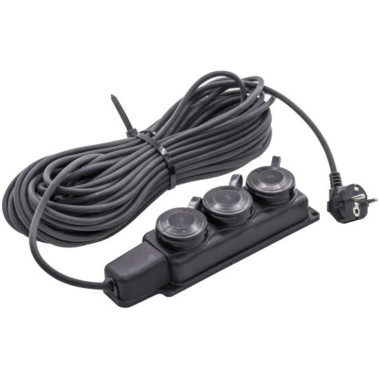 Very Силовой удлинитель 3 розетки, каучук, IP44, КГ 3x1,5мм, 16А, 3,5кВт, с/з, 20м, (шт.) 89-0-082