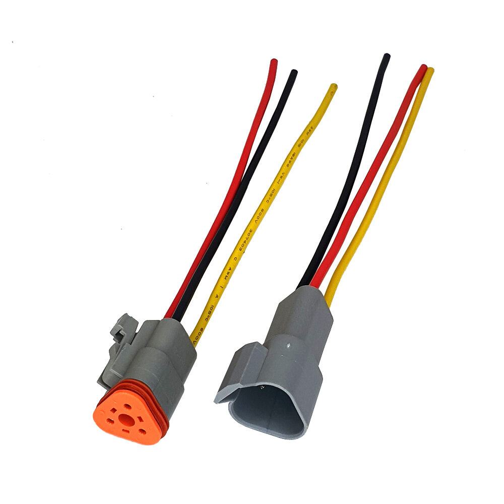 Разъем Deutsch 3 Pin 2шт IP67 мама+папа цоколь, влагозащищенный штекер, колодка, фишка, соединительный контакт, патрон для фар