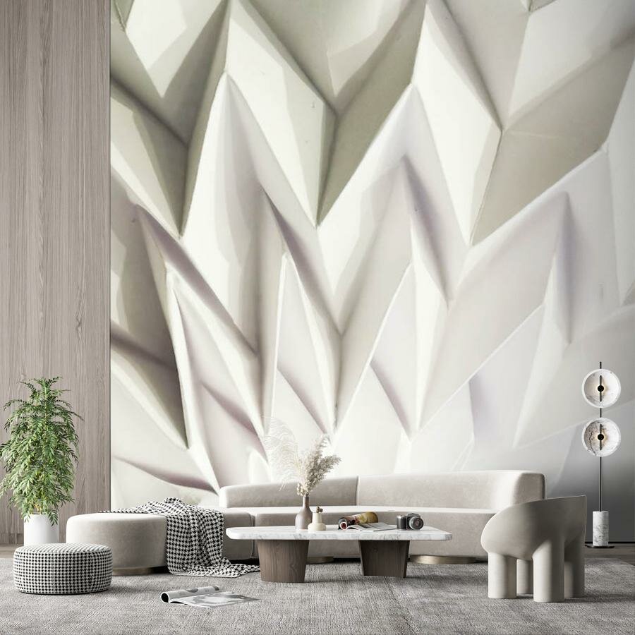 Фотообои 3д светлая геометрия 10-786-S-Холст 270 x 200 см (ВхШ) Бесшовные, флизелиновые, влагостойкие обои MasterFresok