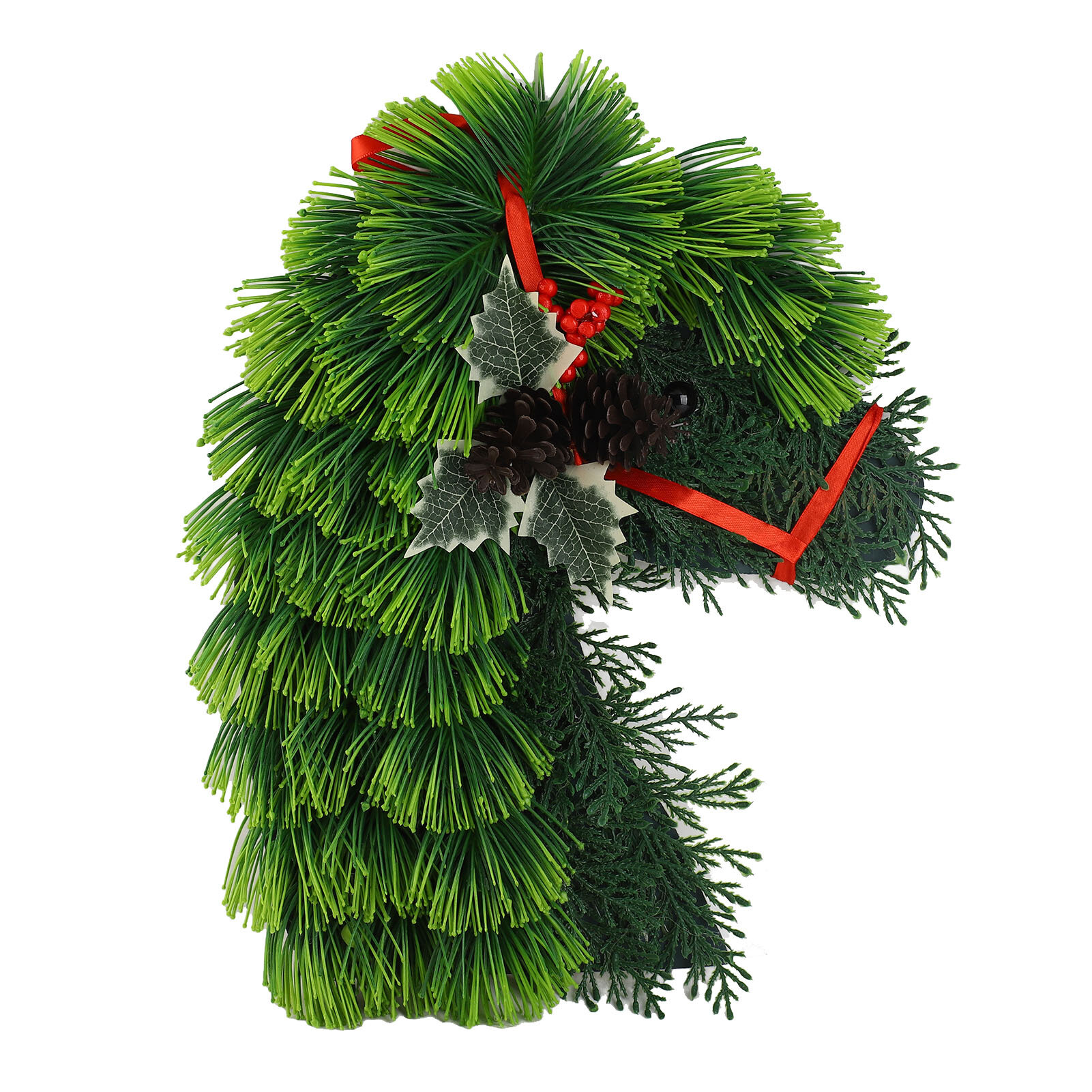 Xmas Wreath Rural Animal Decorative Farm Pinecone Horse Head Front Door for Home Outdoor Decor