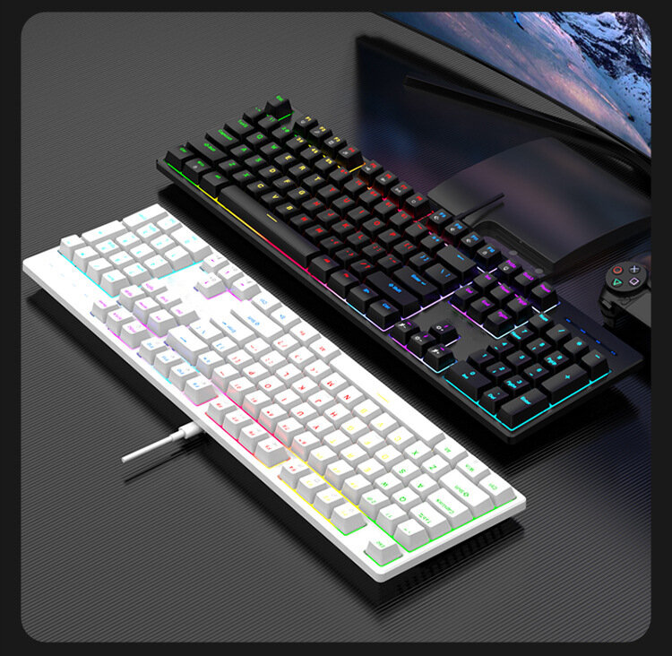 Пятно настоящая механическая клавиатура Зеленая ось пластиковая панель RGB световой эффект Type-C разъем зарядка