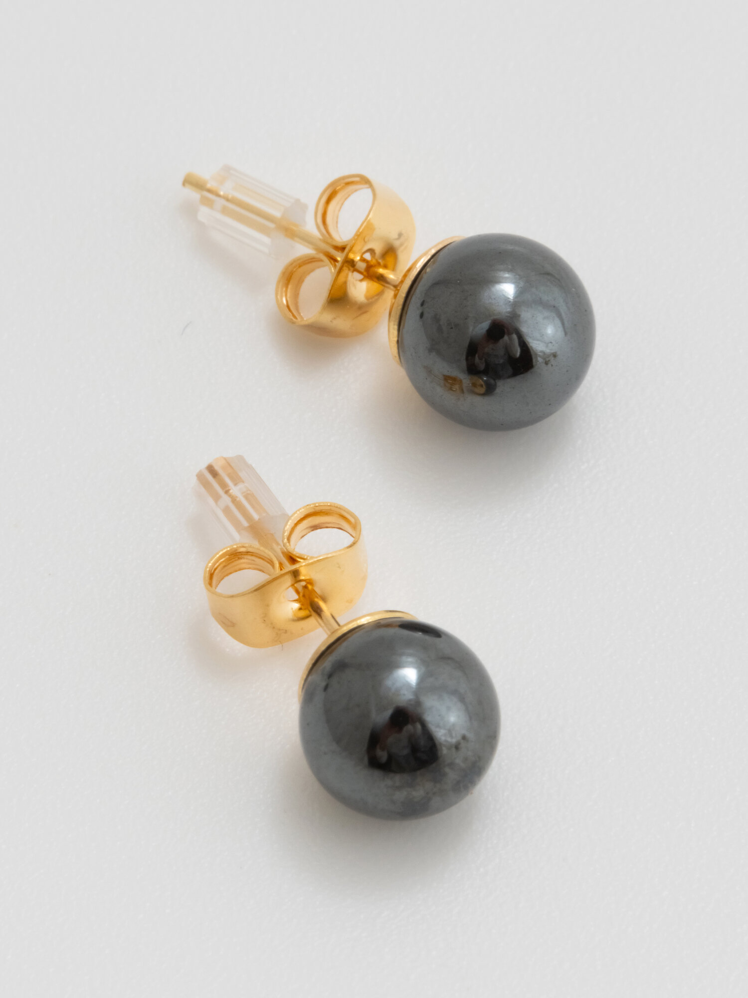 Серьги пусеты, гематит