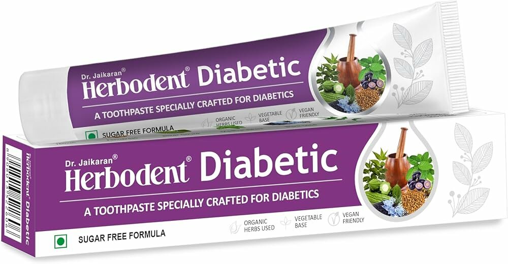 Зубная паста Диабетик Хербодент при диабете , без фтора и сахара Herbodent Diabetic 100 гр. Индия