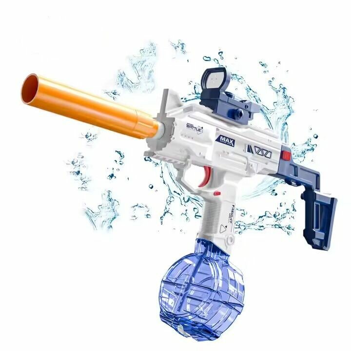 Детский водяной пистолет с автоматической подачей воды – для веселых игр на улице Водный пистолет-автомат Uzi с прикладом, синий
