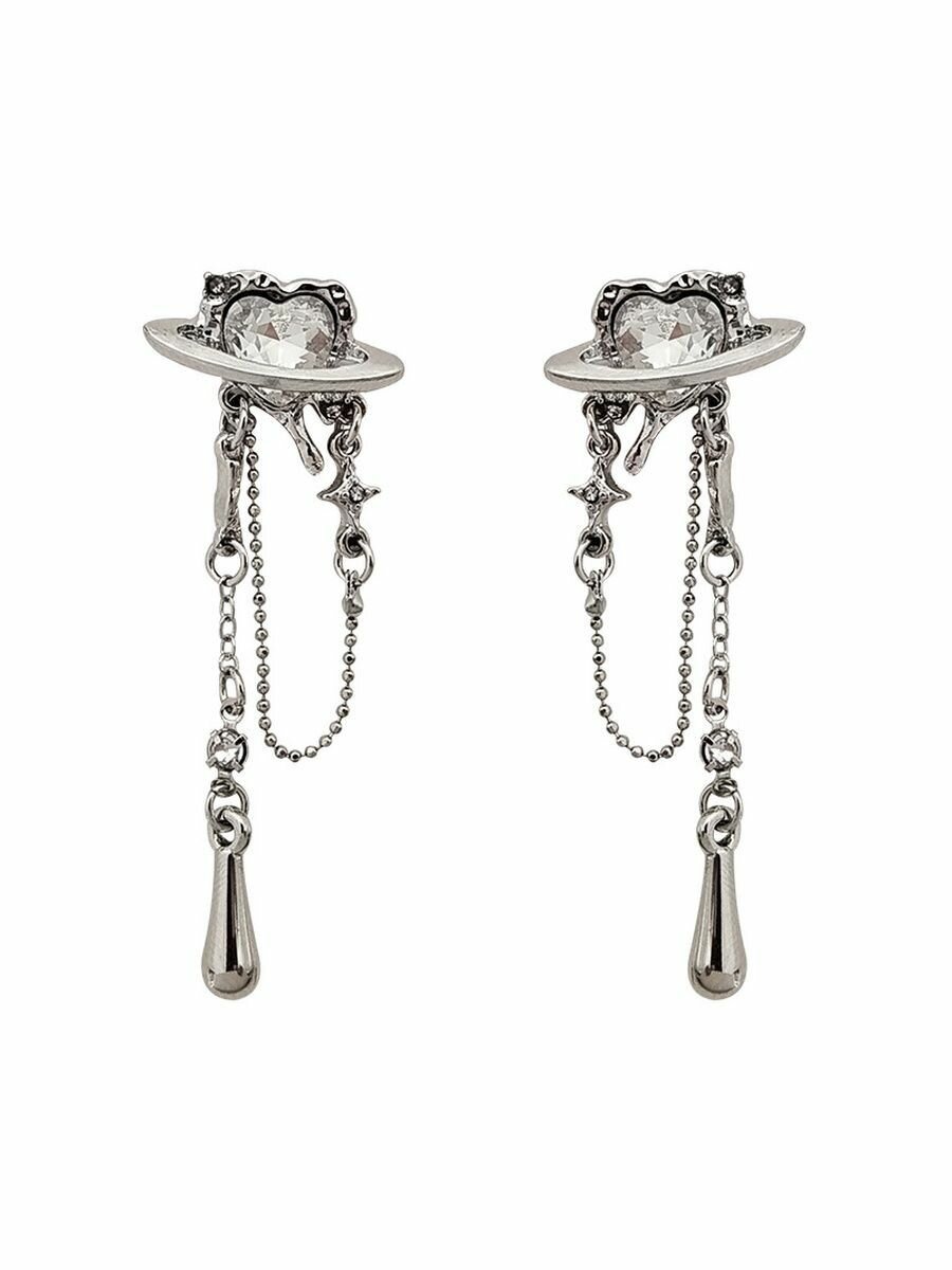 Серьги пусеты, фианит