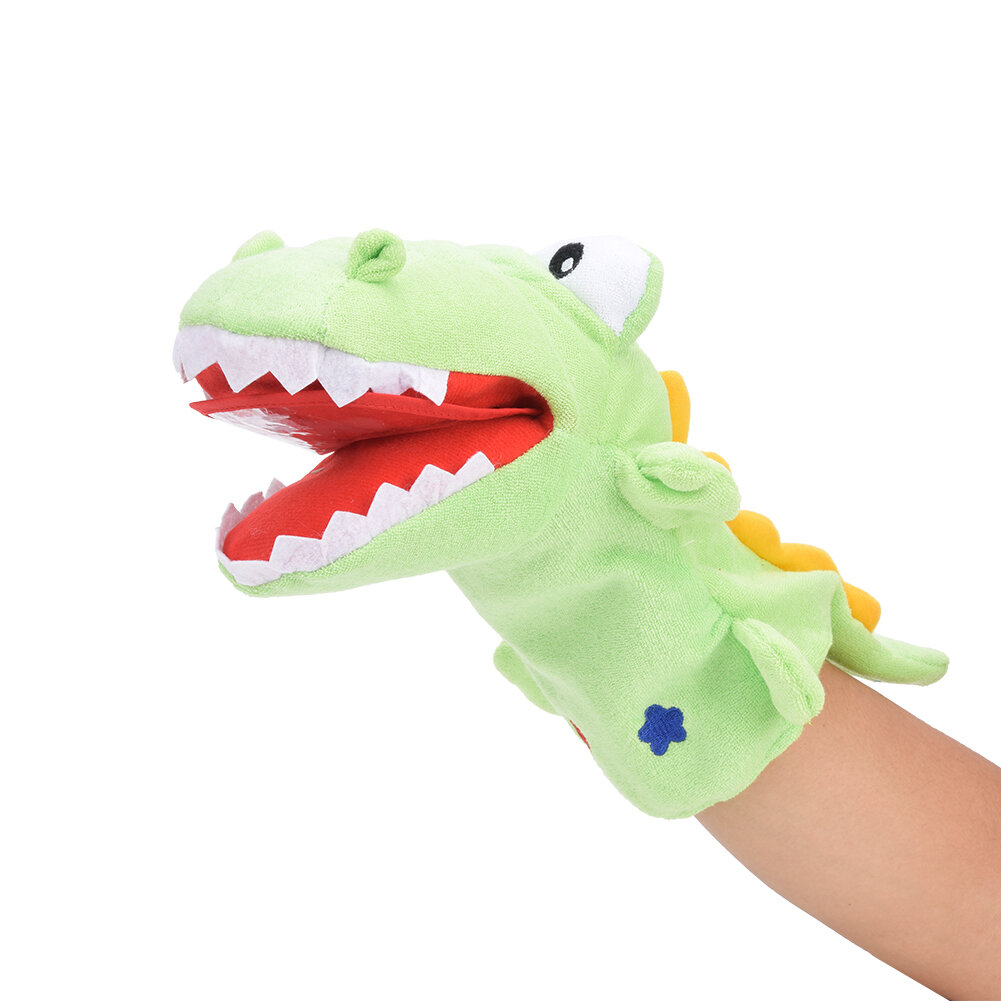 Мягкая кукла-марионетка в виде мультяшного животного, которую можно держать в руках, в перчатках, для рассказывания историй. Интерактивная игрушка для детей. Размер: 28 см.