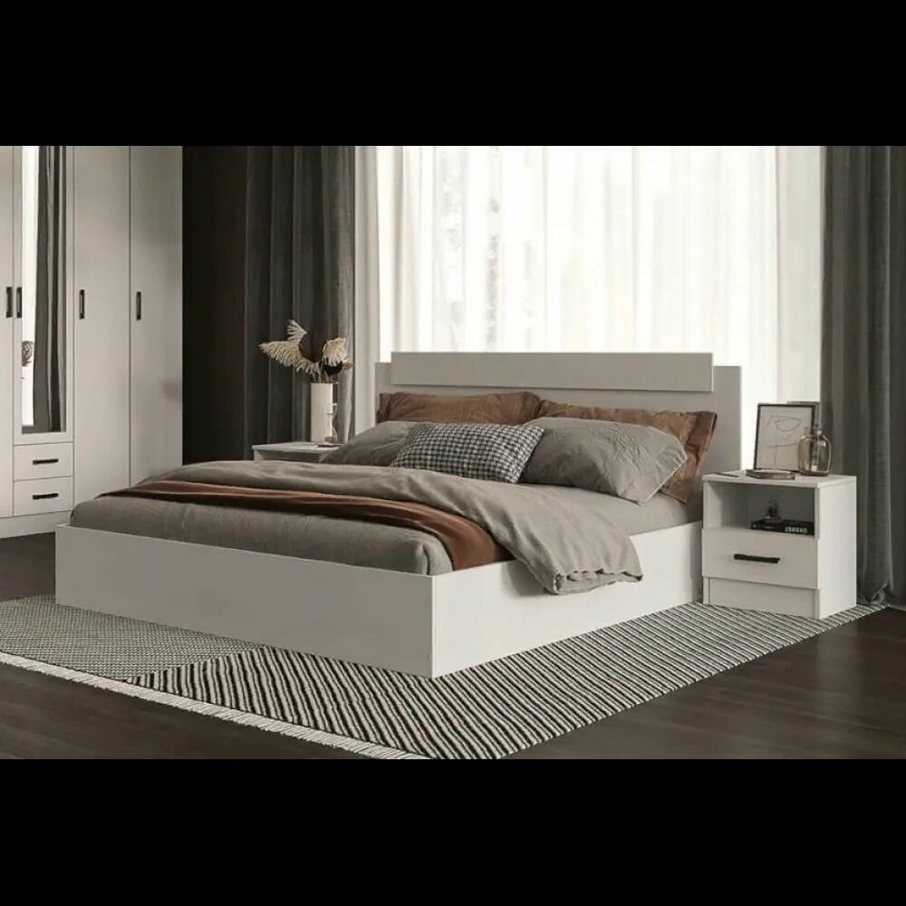 Кровать ЭКО 1,6 Белый гладкий