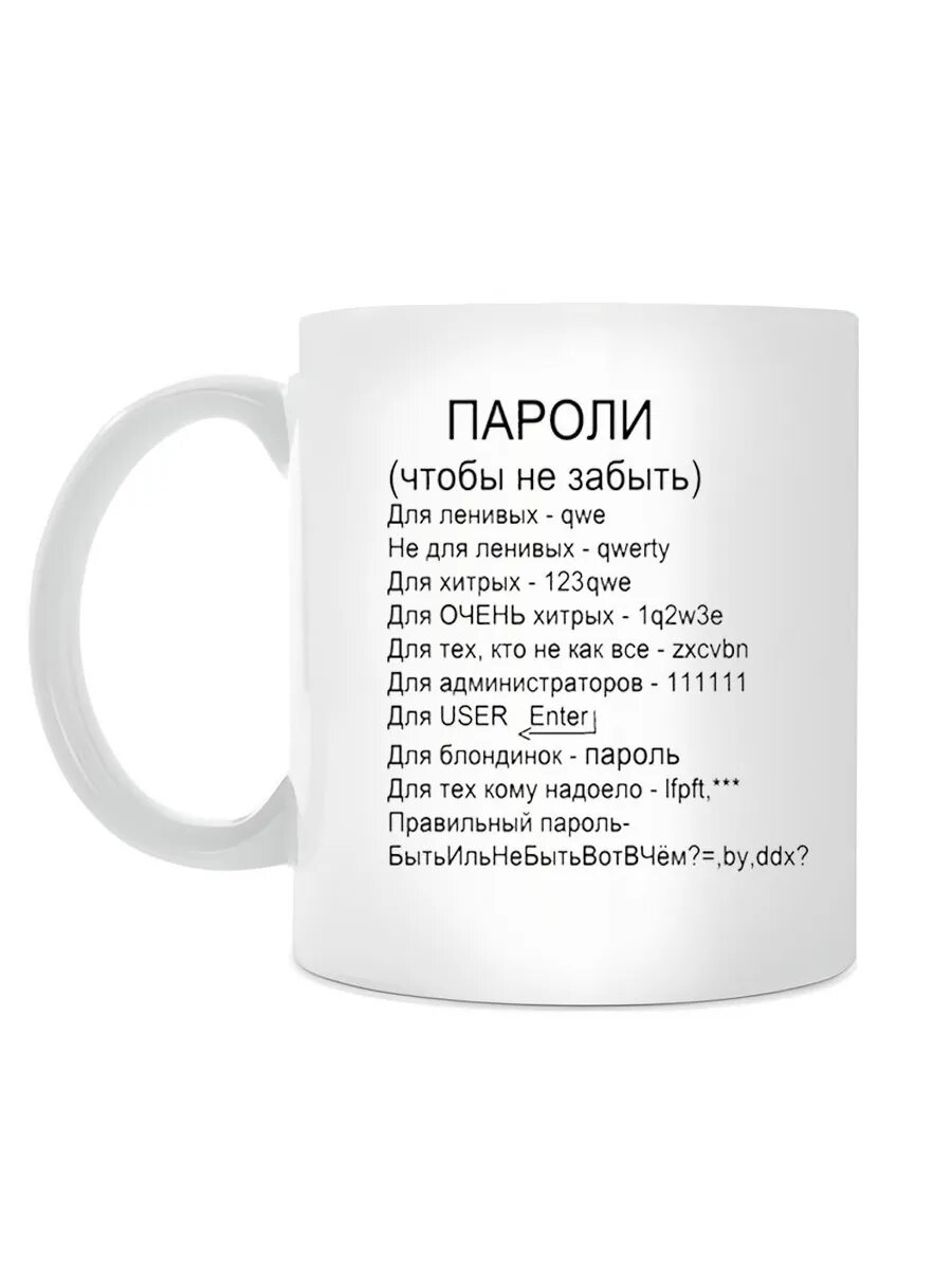 Керамическая кружка прикольная, мем "Пароли"