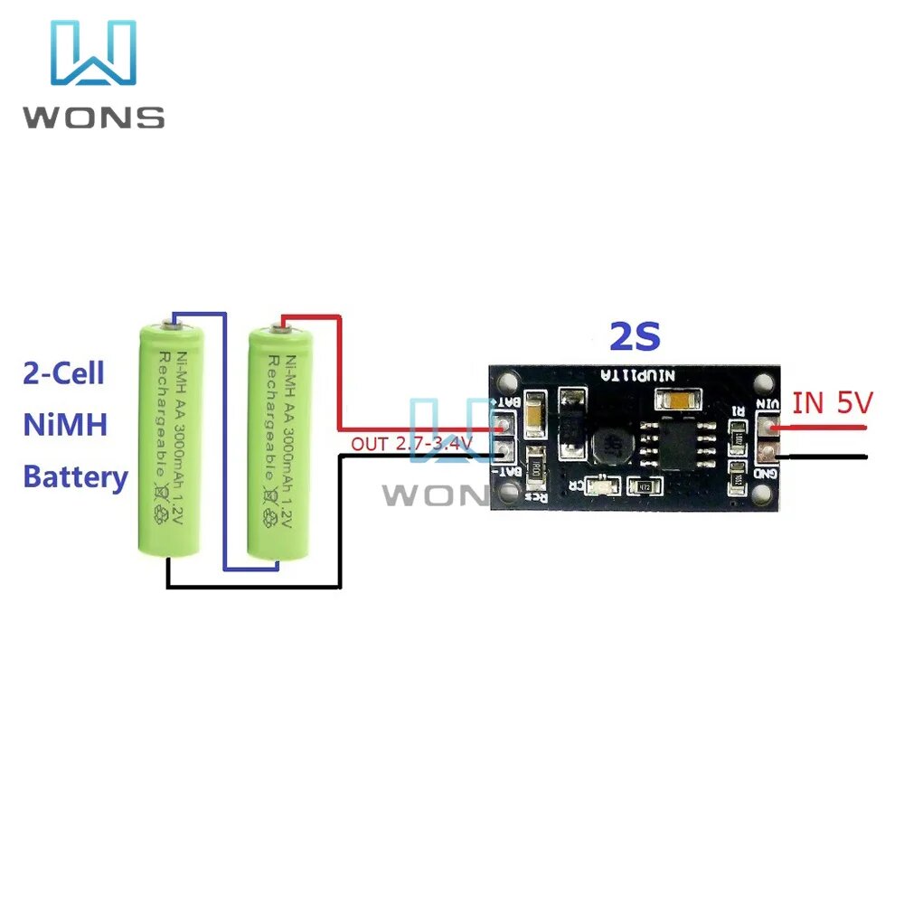 2S NiMH 2-Cell Battery Charger Module