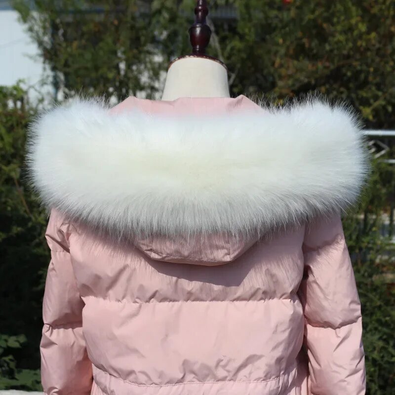 Qearlstar 2025 Новый мех воротник фальшивый ракон лисица мех роскошный женщины мужчины детские шарфы пальто капюшон декор одежда аксессуары обгортки FY502,200,18, искусственный мех, полиэстер,