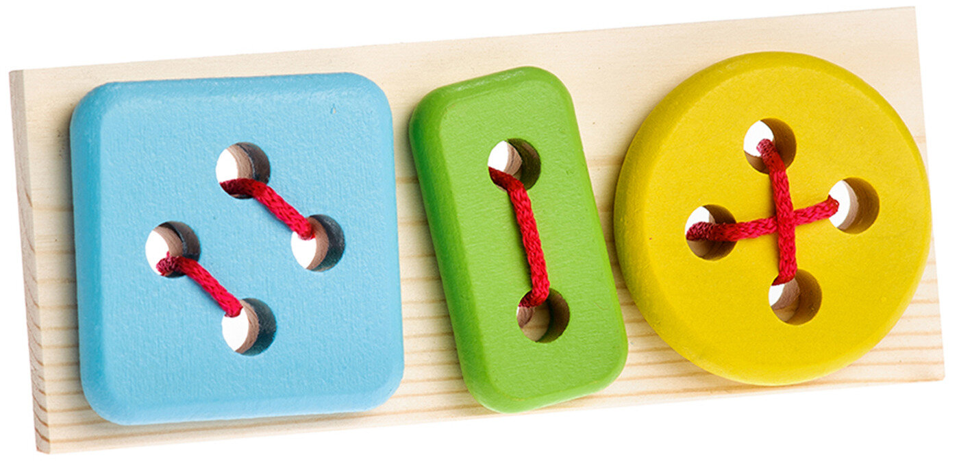 Развивающая игра-шнуровка "Набор пуговиц", развитие мелкой моторики рук и координации движений, игровой набор из деревянных элементов, дидактическая игрушка для малышей по методике Монтессори