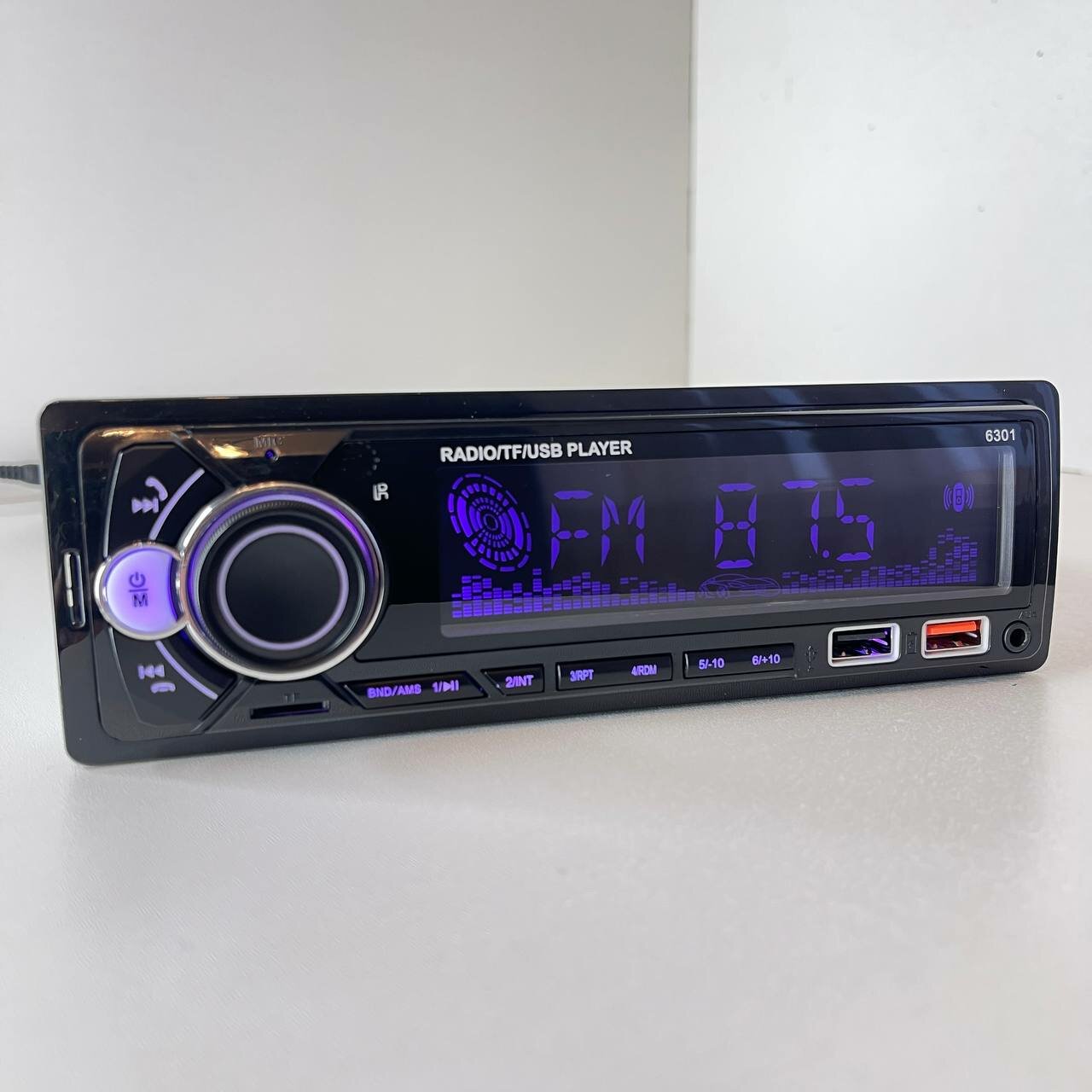 Автомагнитола AG-6301BC 7 цв. LED, BT, MP3/2 USB/TF/FM/AM, AUX, 6 RCA,