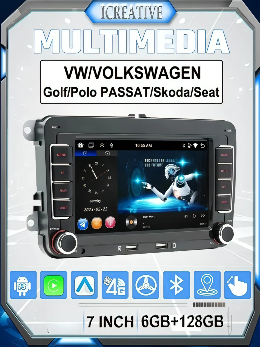 6+128ГБ 4G Мультимедийный автомобильный плеер для VW/Volkswagen Skoda Octavia golf 5 touran passat polo Jetta Coche