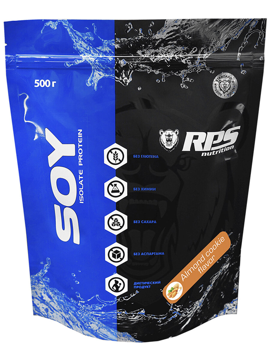 Соевый, растительный протеин RPS Nutrition Soy Protein - 500 г, миндальное печенье