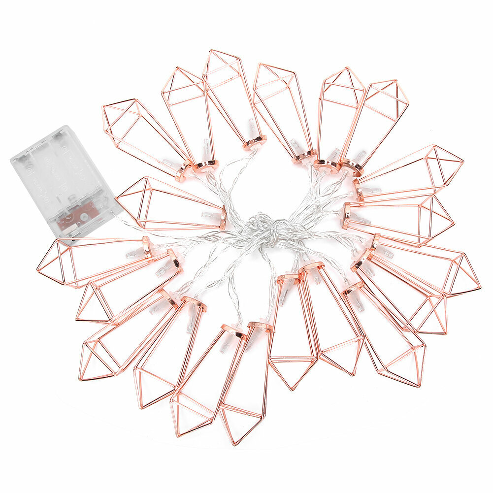 20LED розовое золото гирлянды геометрической формы для свадьбы в помещении, спальни, Рождества
