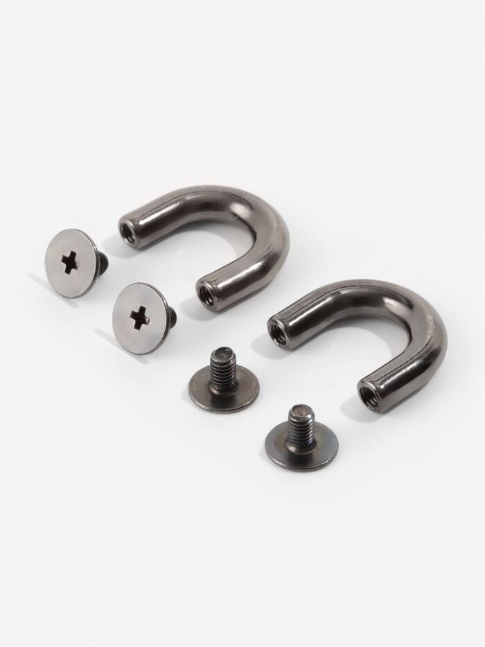 Крепления для ручек на сумку, металлические, 1.8×1.5×0.5 см, 2 шт, 4 винта, цвет чёрный никель