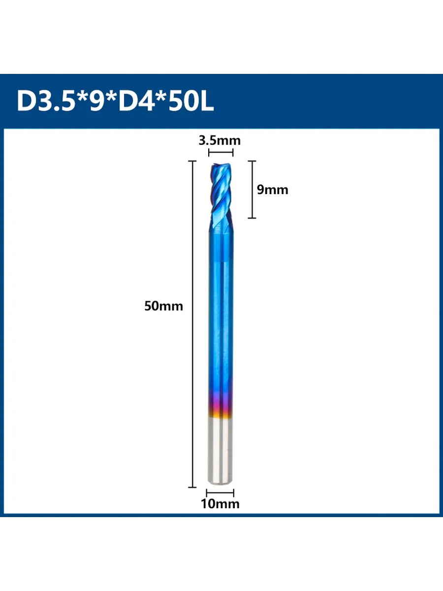 Фреза по металлу концевая 4 мм твердосплавная 3.5x9x4x50 мм