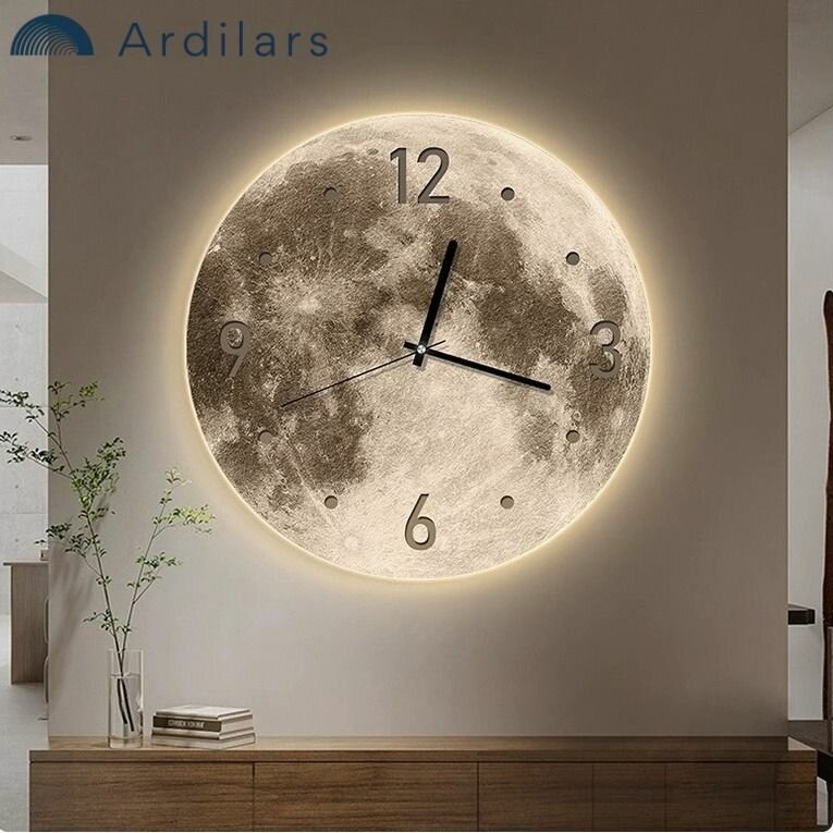 Часы настенные с подсветкой Луны для гостиной, кухни, украшения