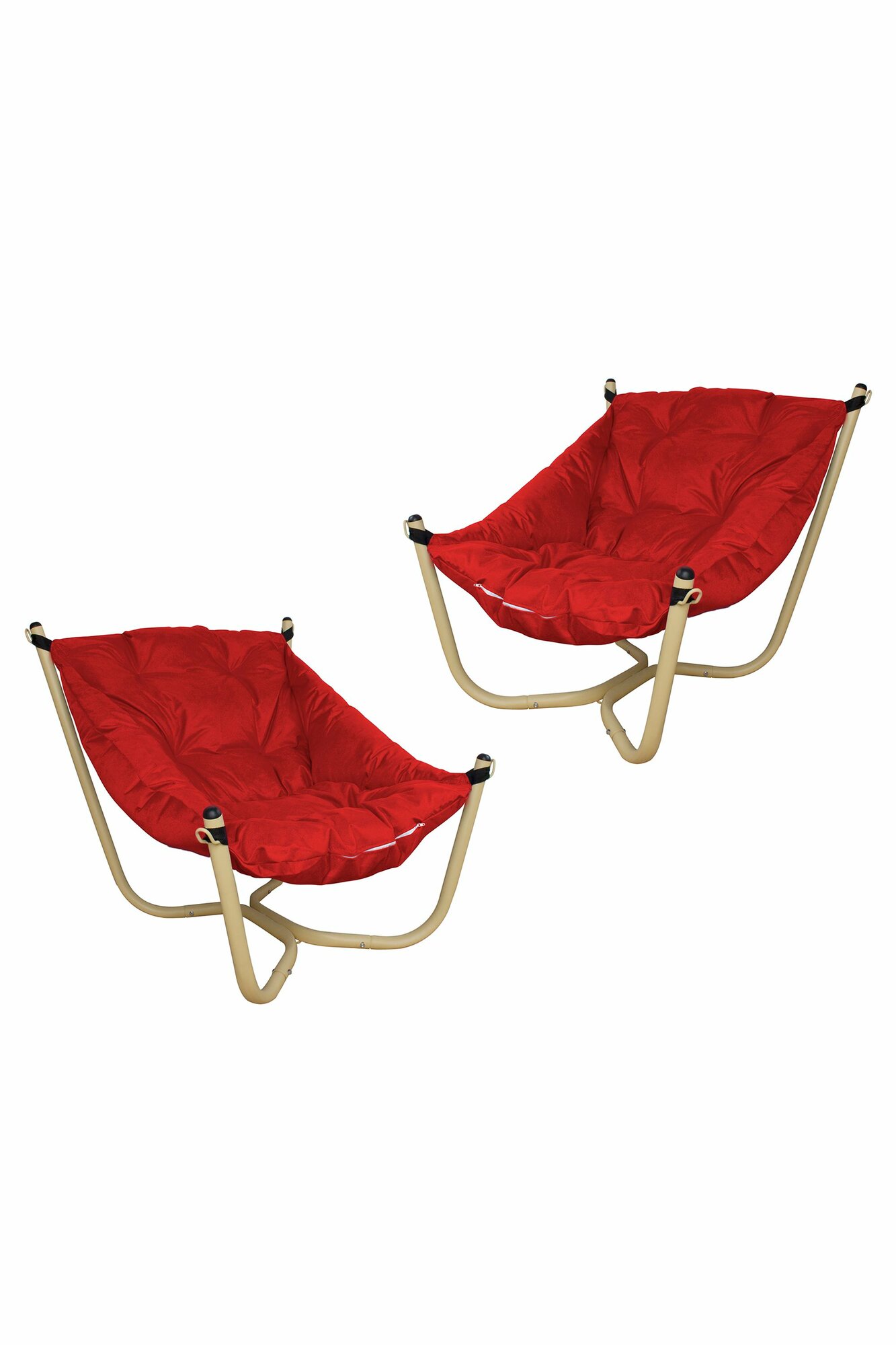 Комплект мягких кресел ЧИЛ, бежевое основание, красная подушка (2 шт)