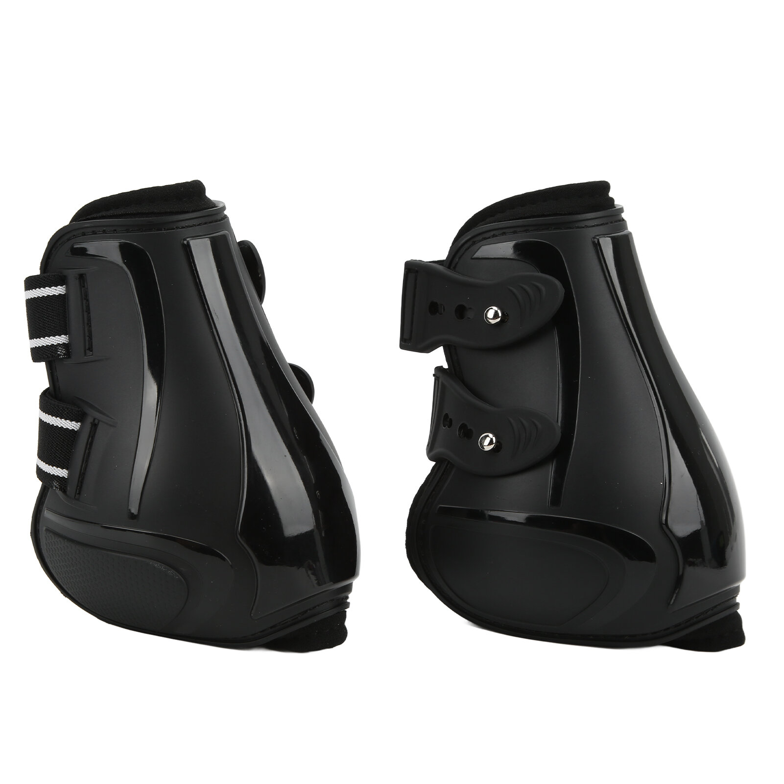 Комплект сухожильных сапог для лошадей, мягкие противоскользящие регулируемые сапоги из искусственной кожи с защитой сухожилий для лошадей, черные задние ноги, L