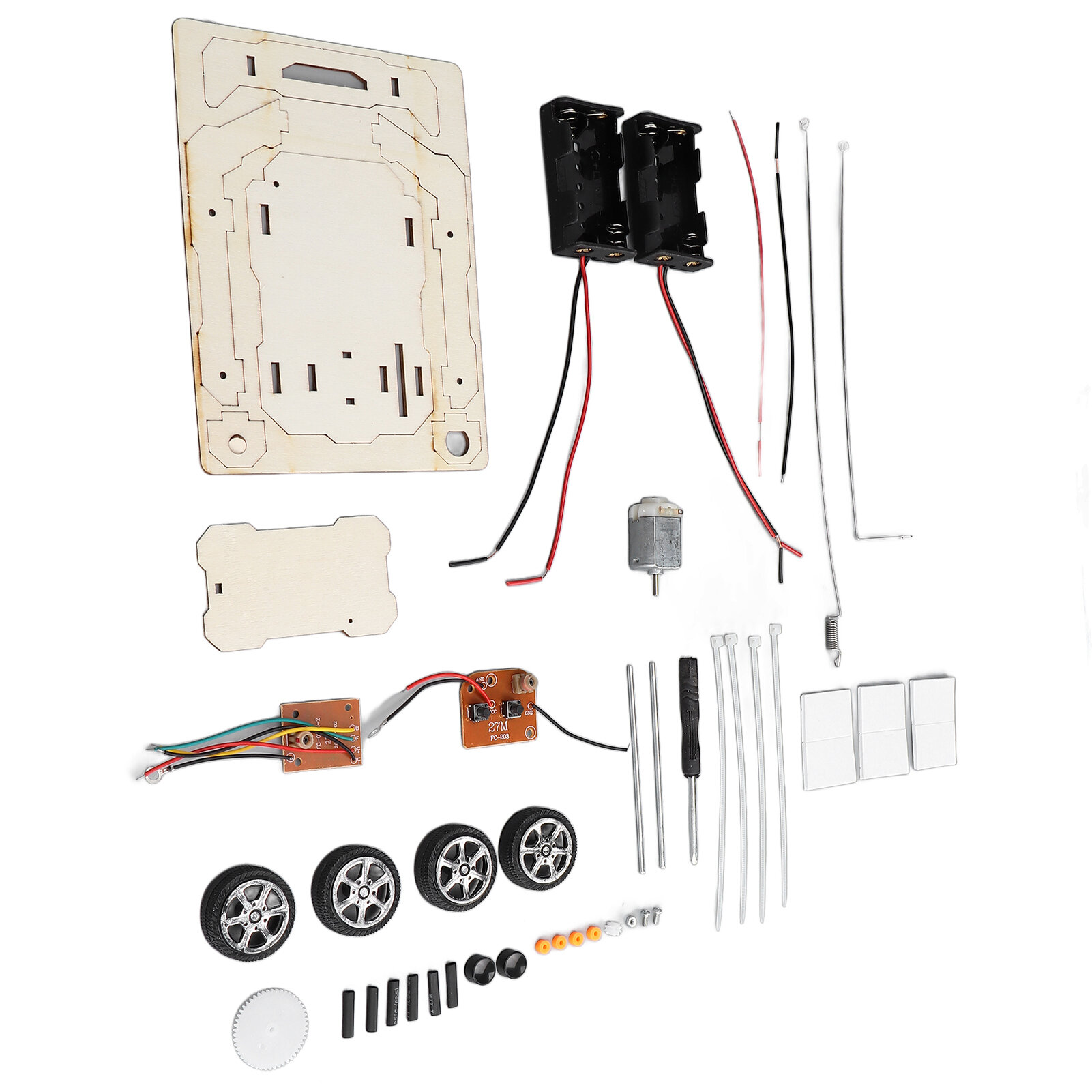 DIY беспроводная радиоуправляемая машина деревянная модель набора RC для мальчиков и девочек подростков и взрослых, материал композитная древесина + электронные компоненты, батарейки корпус 2 x AA (не поставляются), пульт 2 x AA (не поставляются), 4