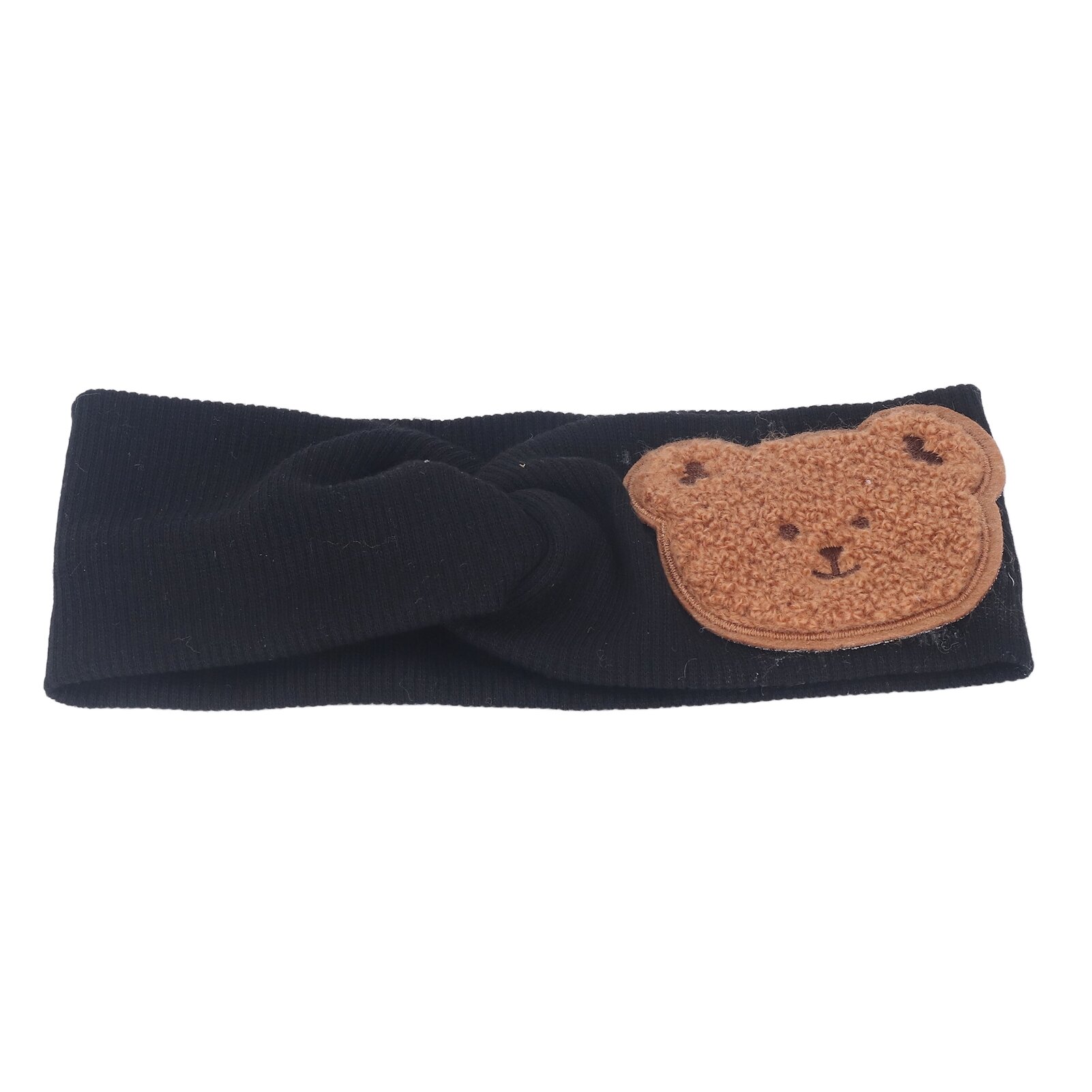 Детские повязки на голову с милым мультяшным медвежонком, изготовленные вручную из мягкого эластичного хлопка, для детей от 0 до 8 лет, черные.