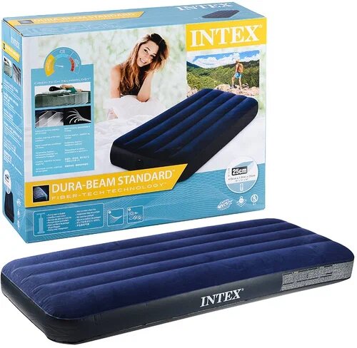 Надувной матрас INTEX одноместный с ножным насосом (191 * 76 * 25 см)